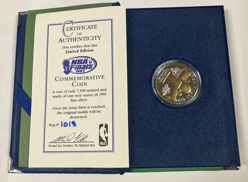1997 NBA Finals Commemorative Coin Bulls vs Jazz .999 Silver One Troy ...