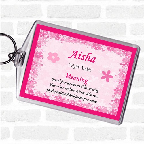 Aisha Name Meaning Bag Tag Keychain Keyring Pink | eBay