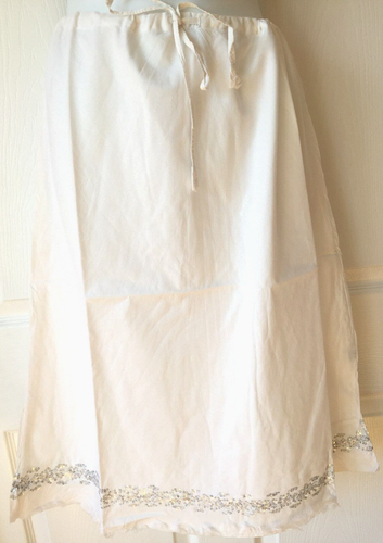 Boho Peasant_Drawstring White Cotton Lined Skirt_Free Size_New ...