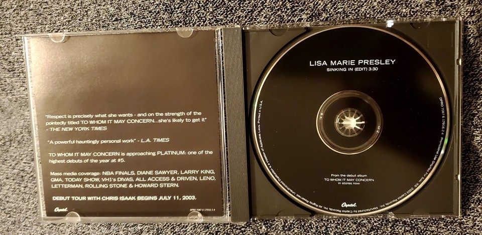 Lisa Marie Presley - Sinking In - rare 2003 promo single CD - very good ...