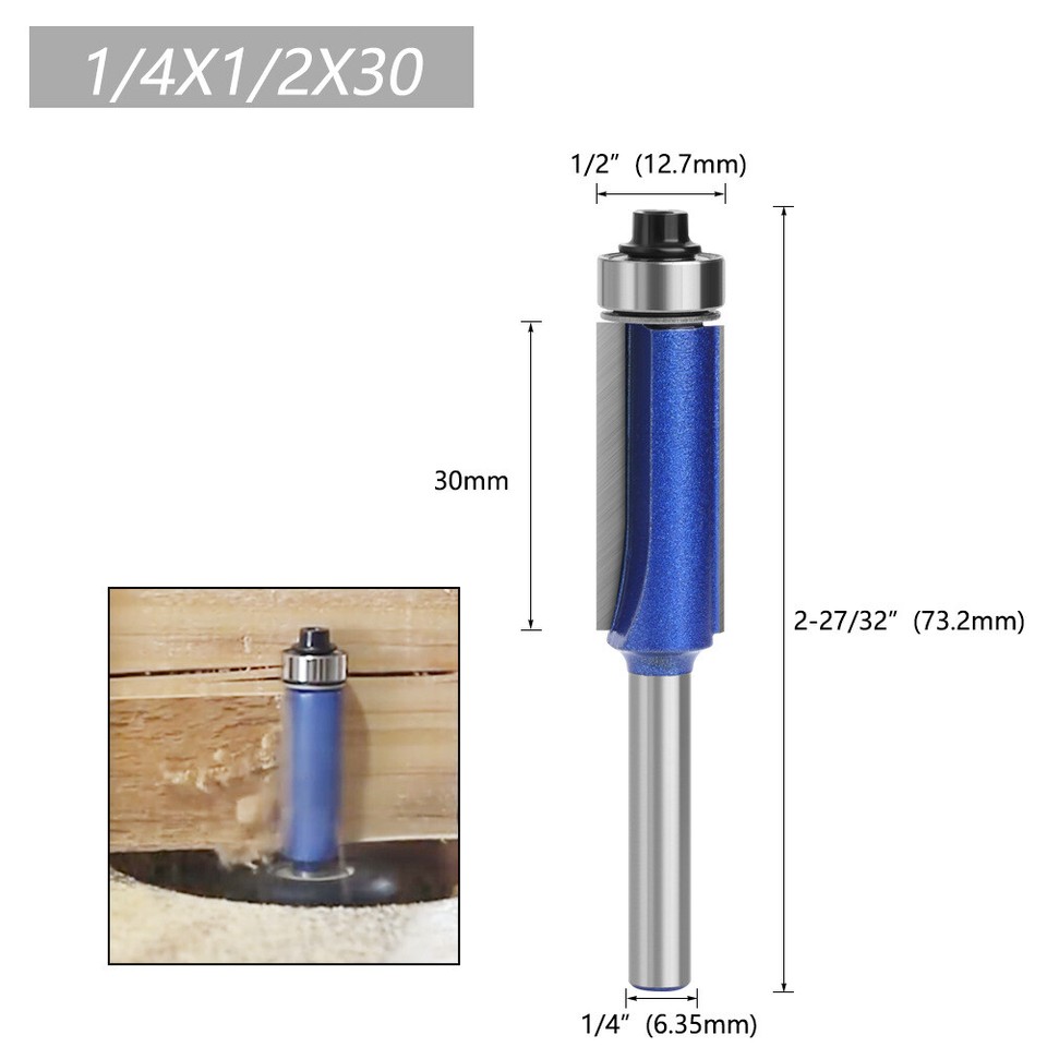 1/4 6mm Shank Flush Trim Router Bit Set Straight Woodworking Cutter 1PC ...