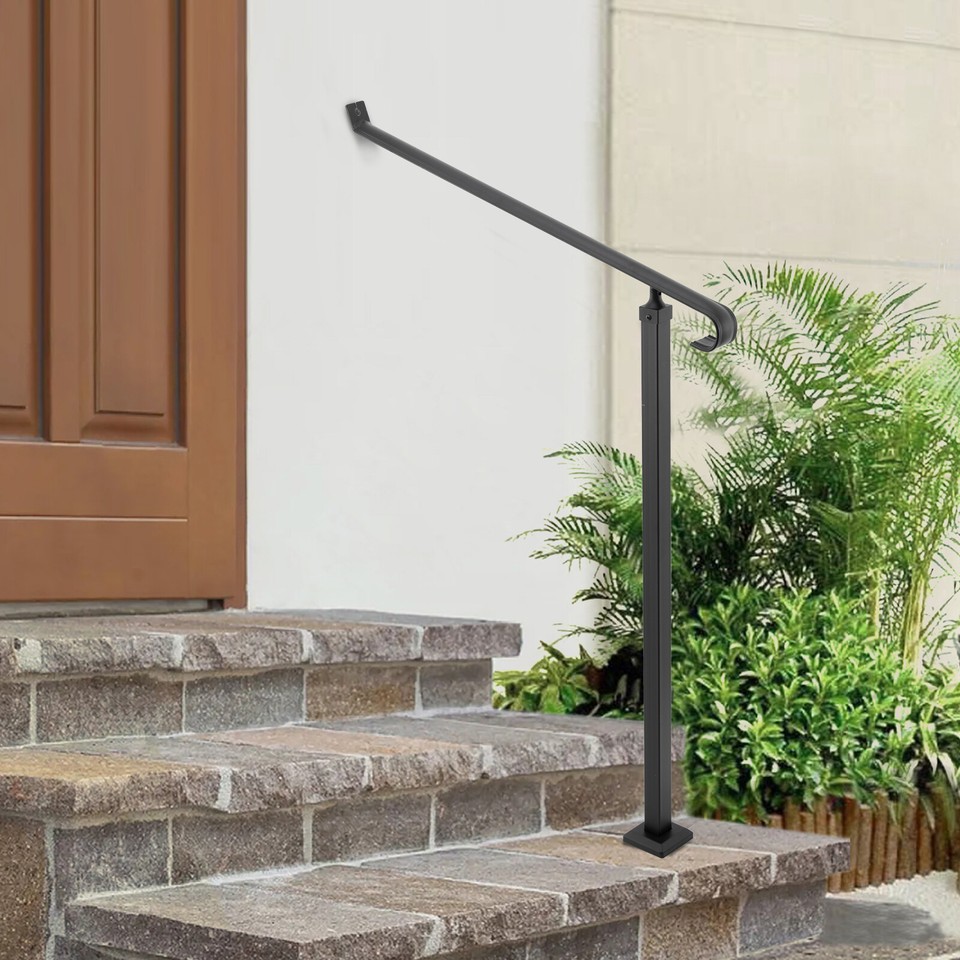 VEVOR Wrought Iron Handrail Railing for Stairs 2 Steps Handrail for ...