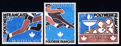 FRENCH POLYNESIA 1976 MONTREAL (CANADA) OLYMPICS SC#C134-36 MNH CV$21. ...