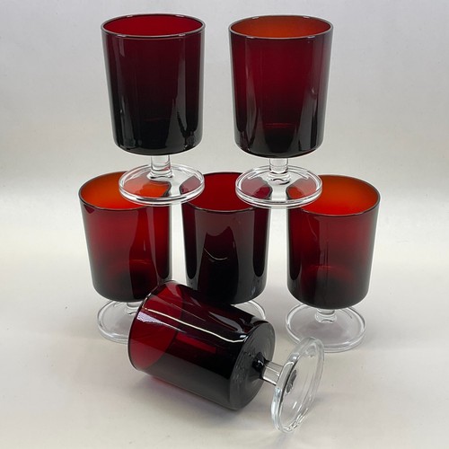 Cristal D'Arques Durand Cavalier Ruby Red Wine Glasses - Vintage - Set ...