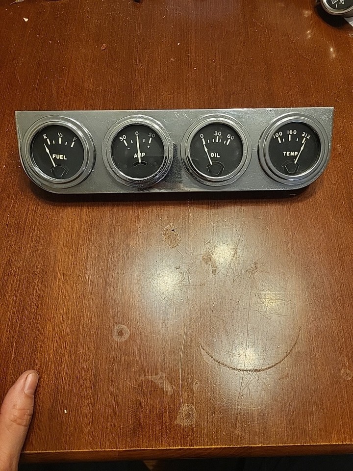 4 Hole Gauge panel Stewart Warner Flathead Hot Rod Rat Custom Old ...