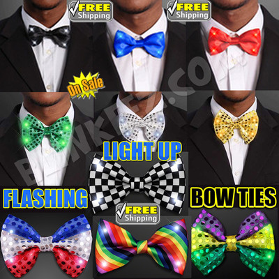 Light Up LED Flashing Blinking Bow Ties -Choose Your Color Bowtie! FREE ...