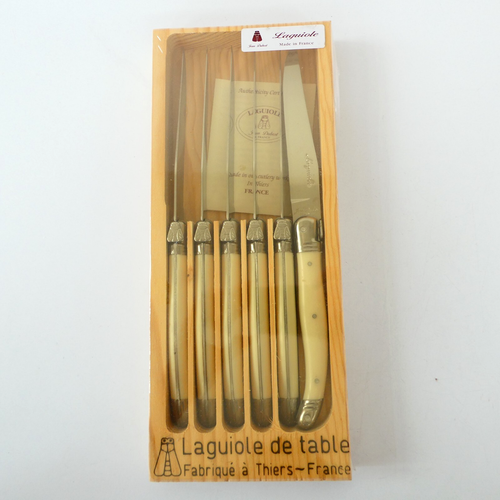 Laguiole Bee Steak Knives Set of 6 Cream Handle Made In France Sealed ...