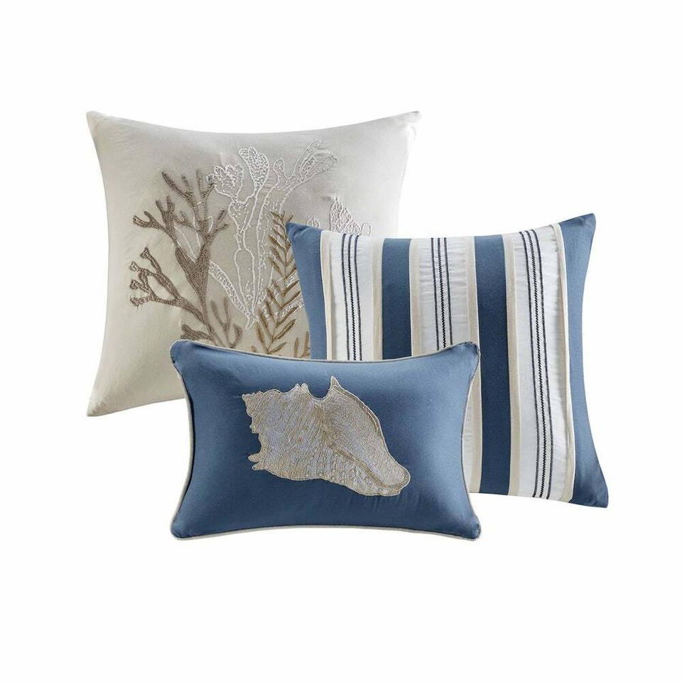 BEAUTIFUL COASTAL CORAL BEACH BLUE WHITE SEA SHELL OCEAN NAUTICAL ...