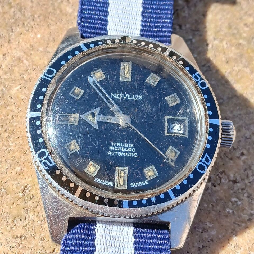 NOVLUX Skin Diver 20 ATM Automatic Vintage Stainless Steel Large 37mm ...