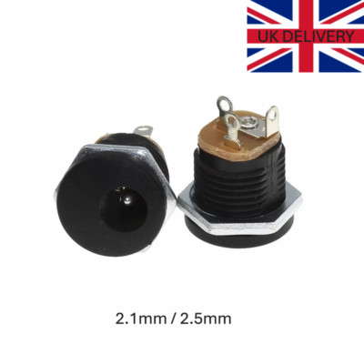2.1mm / 2.5mm x 5.5mm Round Panel Mount Female Socket DC Connector Jack ...