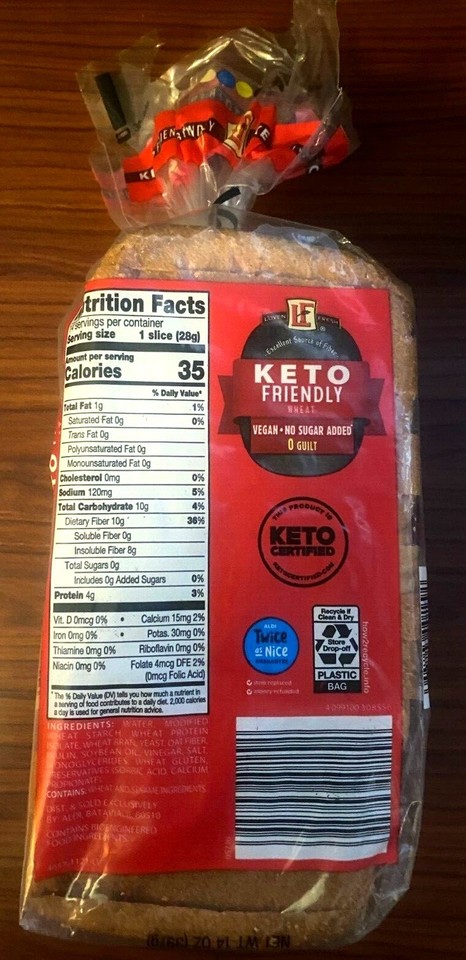 ALDI L’OVEN FRESH Keto Friendly WHEAT Bread ZERO Net Carbs VEGAN 1 Loaf ...