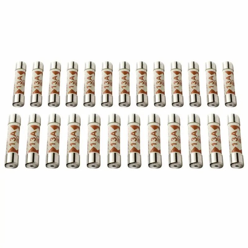 25pc 20A/10A/5A/3A/13A Fuse Domestic Cartridge Plug Household Mains ...