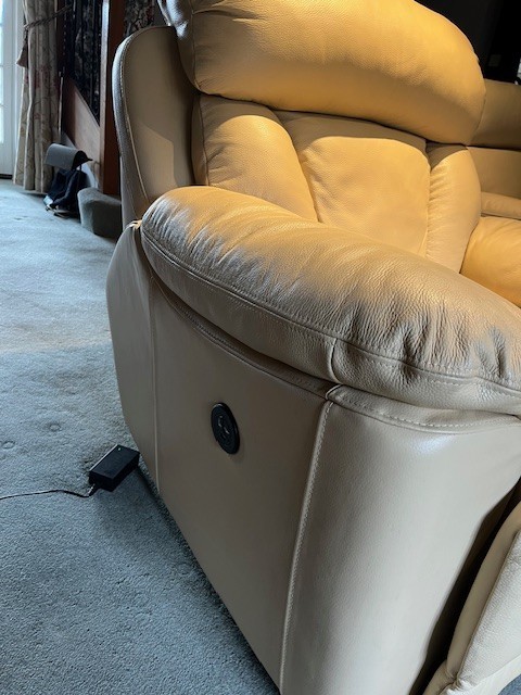 DFS cream leather electric recliner chair | eBay UK