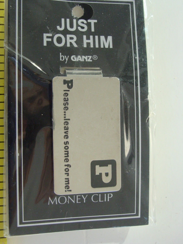 NEW Just For Him "Please Leave Some for Me" Silvertone Black GANZ Money ...