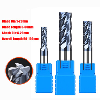 Solid Carbide Straight End Mill 4 Flute Milling Cutter Drill Bit 1mm ...