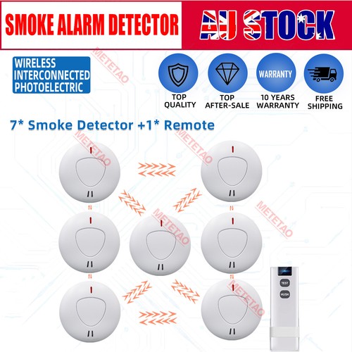7Pack Wireless Interconnected Photoelectric Smoke Alarm 10 years ...