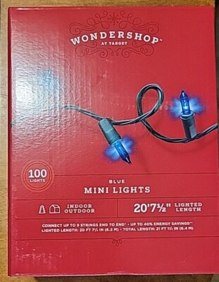 Target Wondershop 100ct Mini BLUE Lights 20’ 7.5” Steady or Flash ...