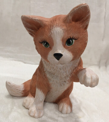 Ceramic Plaster Cat With Paw Up And Pretty Green Eyes Very Cute See ...