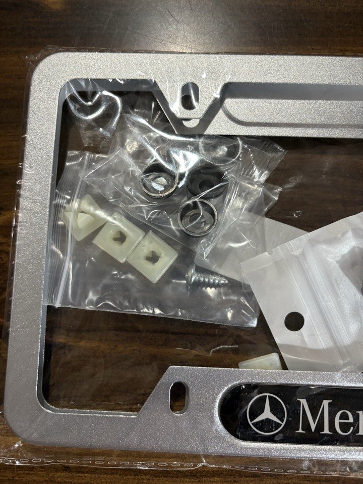 Mercedes - Benz License Plate Frames Silver Matt Front & Back ...