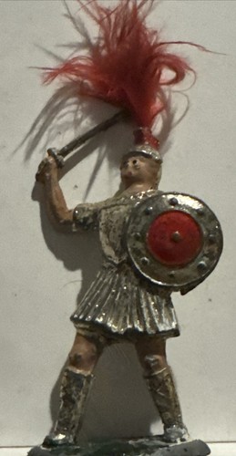 Antique Metal Knight Soldier Tin Figure Rare 1900s Red Shield Sword ...