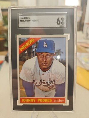 1966 Topps JOHNNY PODRES Los Angeles Dodgers #468 SGC 6 EX NEAR MINT ...