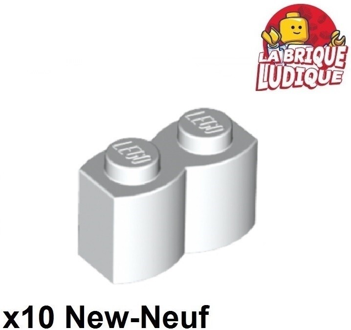 LEGO 10x Brick Modified 1x2 Log Palisade Wavy White/White 30136 New | eBay