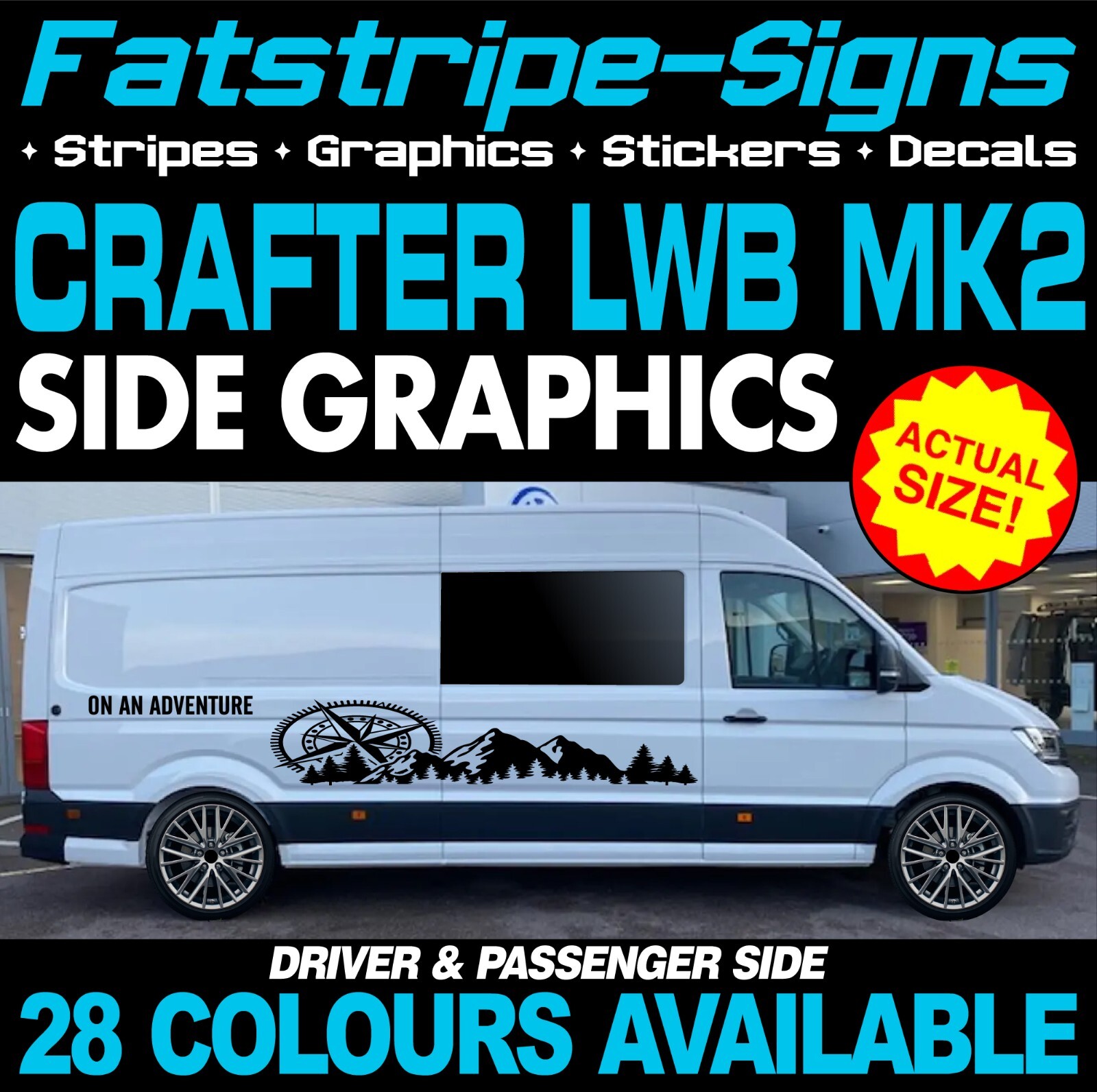 to fit VW CRAFTER MK2 LWB GRAPHICS STICKERS DECALS STRIPES CAMPER VAN ...