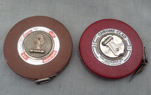 Vintage 50' Wind Up Reel Tape Measure Lot Of 2 - Lufkin Chrome - Evans ...