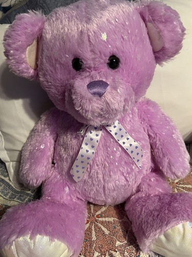 Hugfun Purple Plush Teddy Bear Lilac Lavender-Iridescent-Glitter Star ...