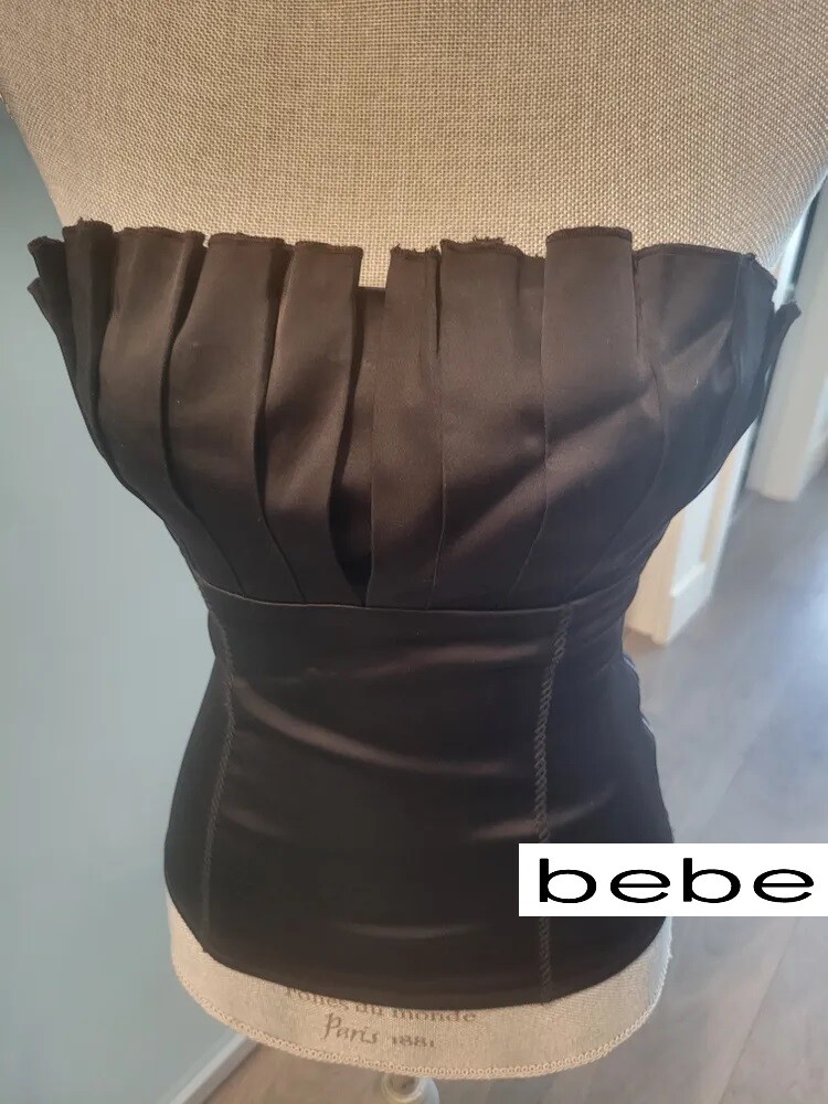 BEBE Black Corset Top Sexy Fitted Fashion Nova Zara H… - Gem