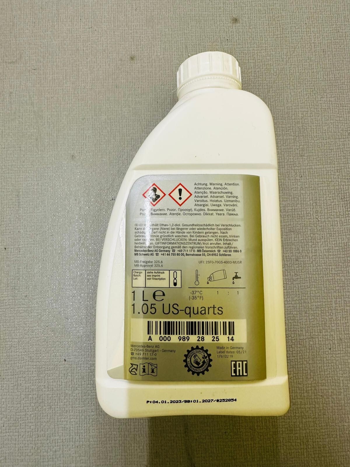 Mercedes-Benz Antifreeze Red 325.6 Genuine A000989282514 for sale ...