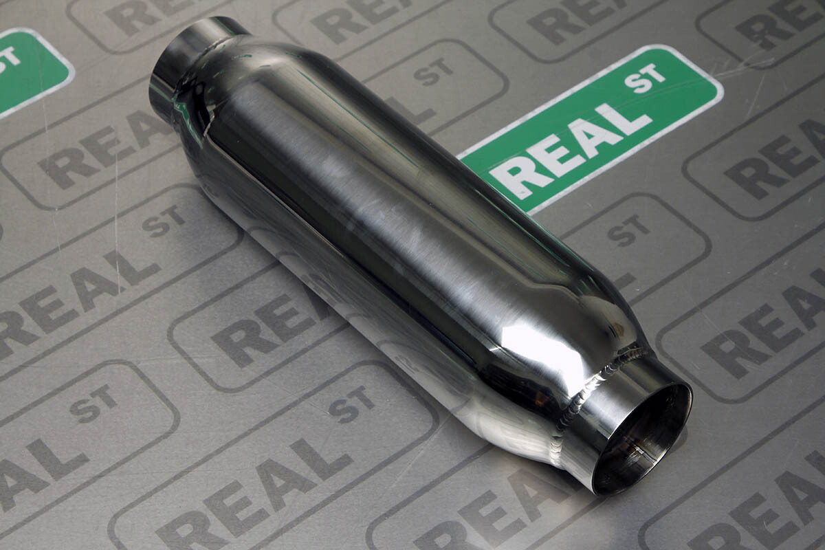 Vibrant Stainless Steel Bottle Style Resonator 2.25 inch Inlet Out 12 ...