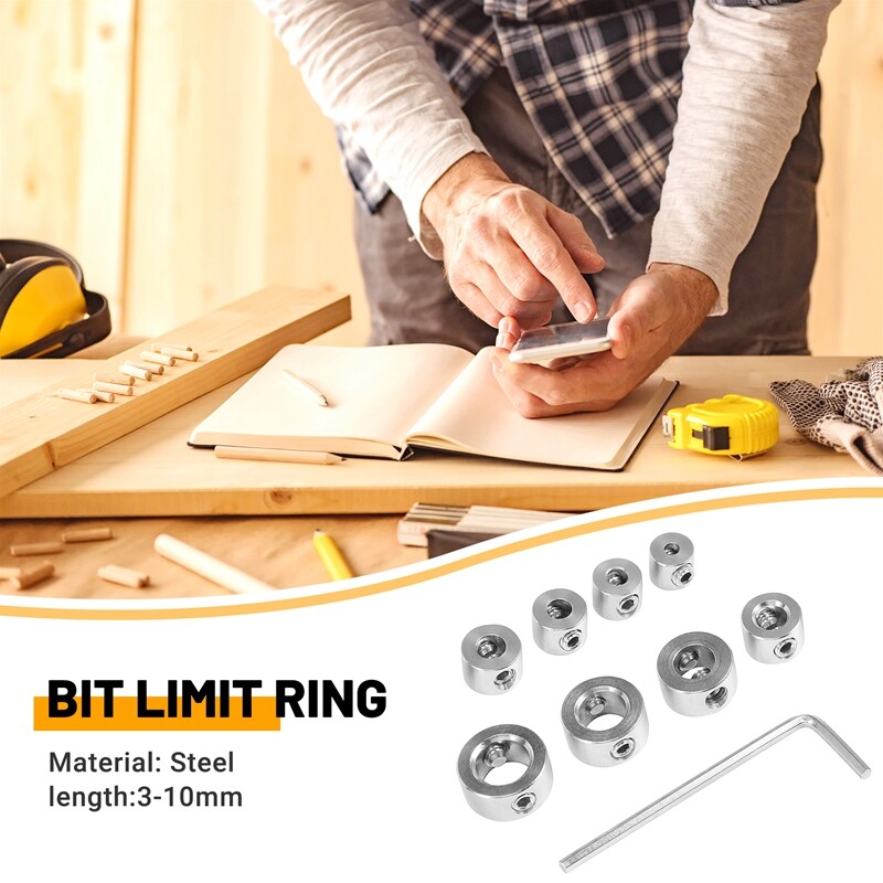 9Pcs/Set Woodworking Drill Stopper Positioning Stop Drilling Depth9977 ...