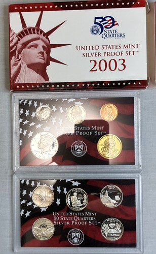 2003 S US Mint Silver Proof Set - 9 coins - Original Box and COA 90% Silver | eBay