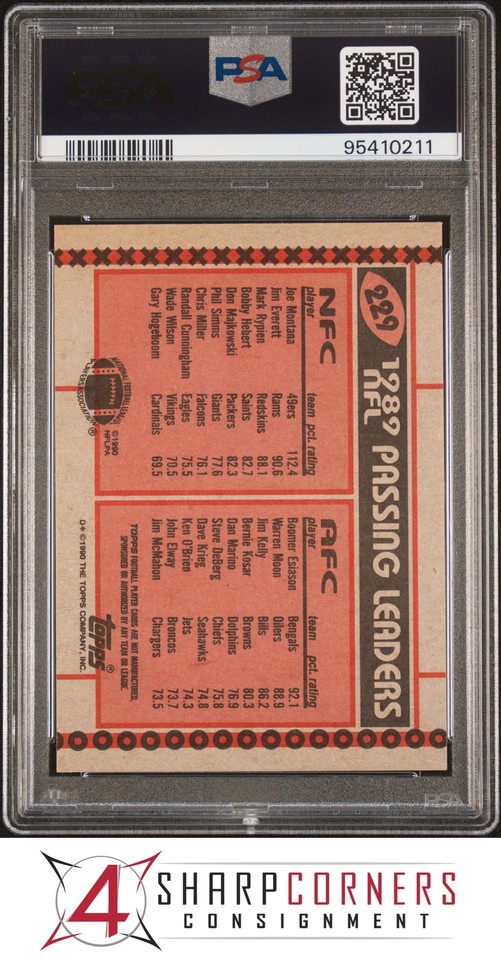 1990 TOPPS #229 JOE MONTANA HOF DISCLAIMER BACK PSA 10 F4134007-211 | eBay