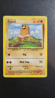 diglett |47/102| pokemon card shadowless fight symbol error base set ...
