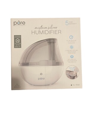 Pure Enrichment® MistAire™ Silver Ultrasonic Cool Mist Humidifier Quiet ...