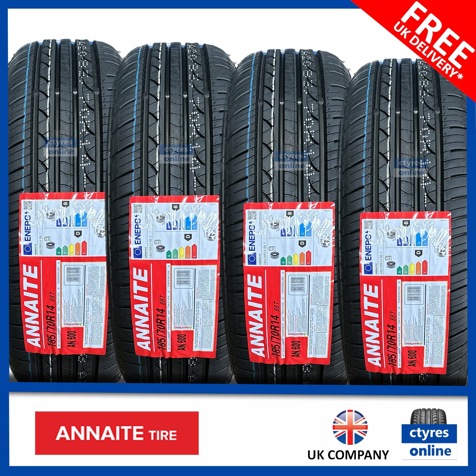 4X New 185 70 14 ANNAITE AN600 88T 185/70R14 185 70 14 *B WET GRIP* (4 ...