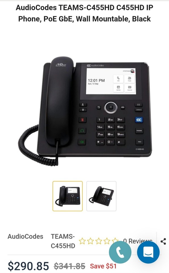 AudioCodes - TEAMS-C455HD - AudioCodes C455HD IP Phone - Corded ...