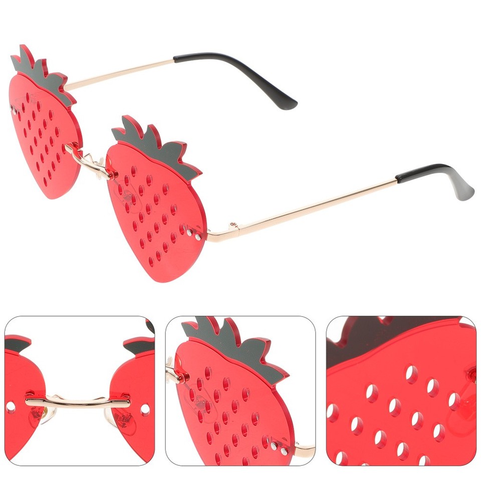 1 Pair Rimless Glasses Sunglasses Strawberry Pattern Cool Glasses ...