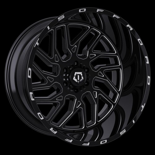 TIS Wheels 544BM 22x12 -44 Gloss Black Milled 8x165.1 8X6.5 (QTY 1 ...