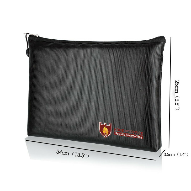 Fireproof Waterproof Document Bag Secret File Protect Pouch Cash Money ...
