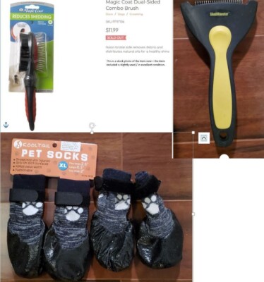 LOT Grippy Socks +Magic Coat Brush + Shed Master Shedder Comb Large ...
