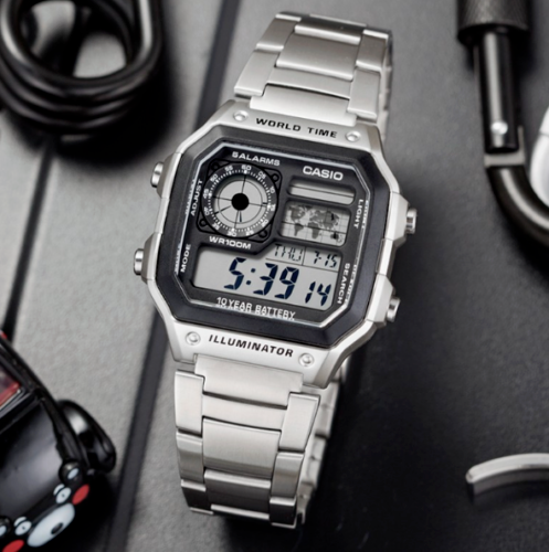 Casio Men's Quartz Multifunction Silver-Tone Bracelet 42mm Watch ...