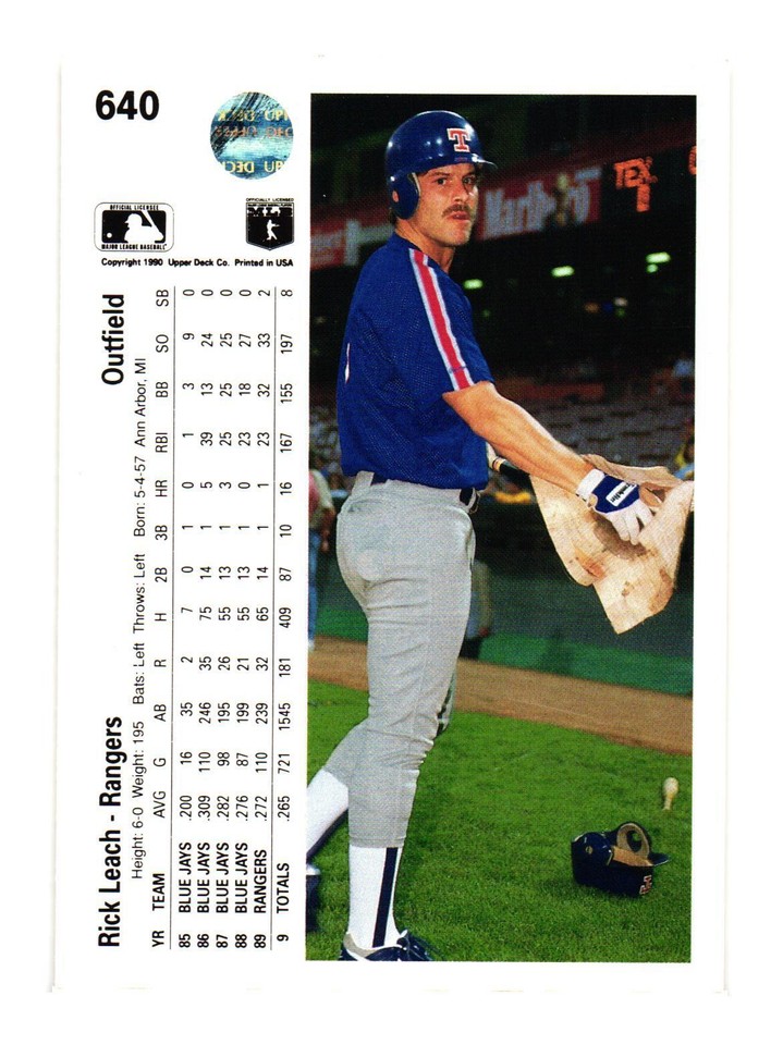 1990 Upper Deck #640 Rick Leach Texas Rangers | eBay