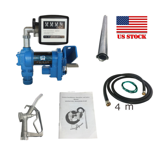 12V 20GPM Compact Anti-Explosive Fuel Transfer Pump w/ Hose, Nozzle ...