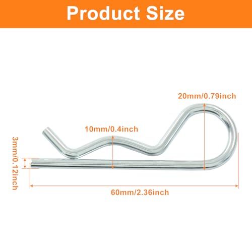 20Pcs M3x60 mm R Clips Zinc Plated Hitch Pins Clip Retaining Cotter ...