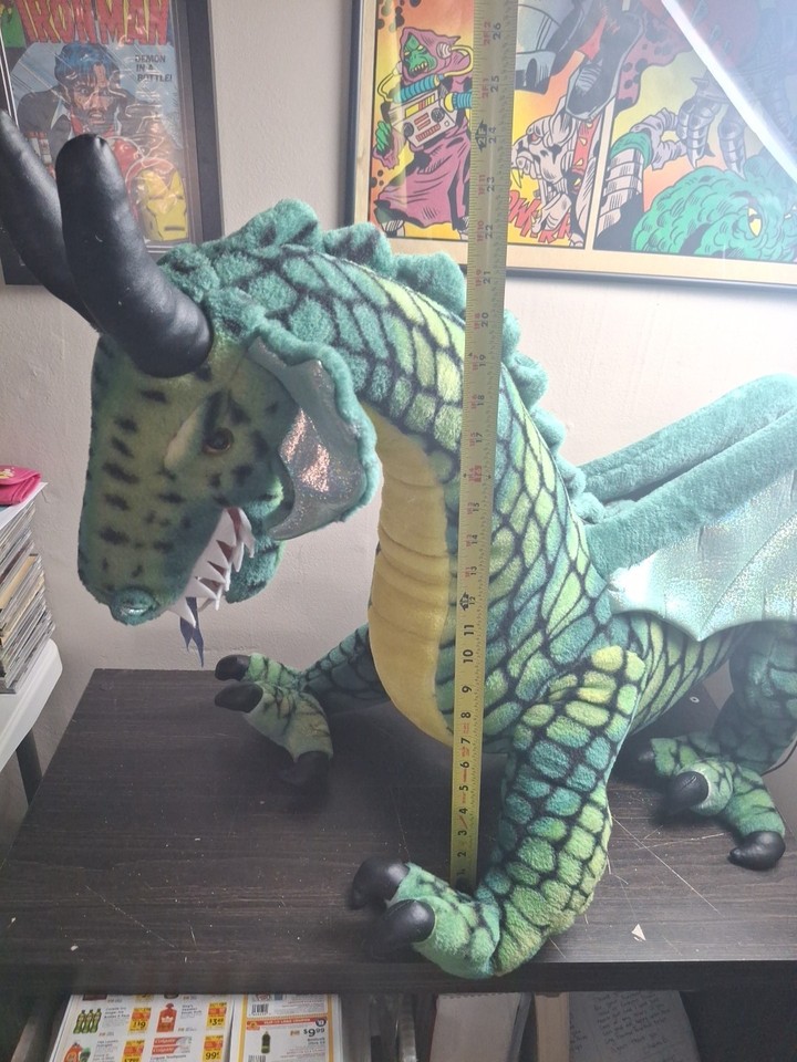 Melissa And Doug Jumbo Large Green Realistic Winged Dragon Stuffed ...