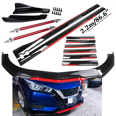 For NISSAN VERSA 2007-2022 Front Bumper Lip Splitter Spoiler Side Skirt ...
