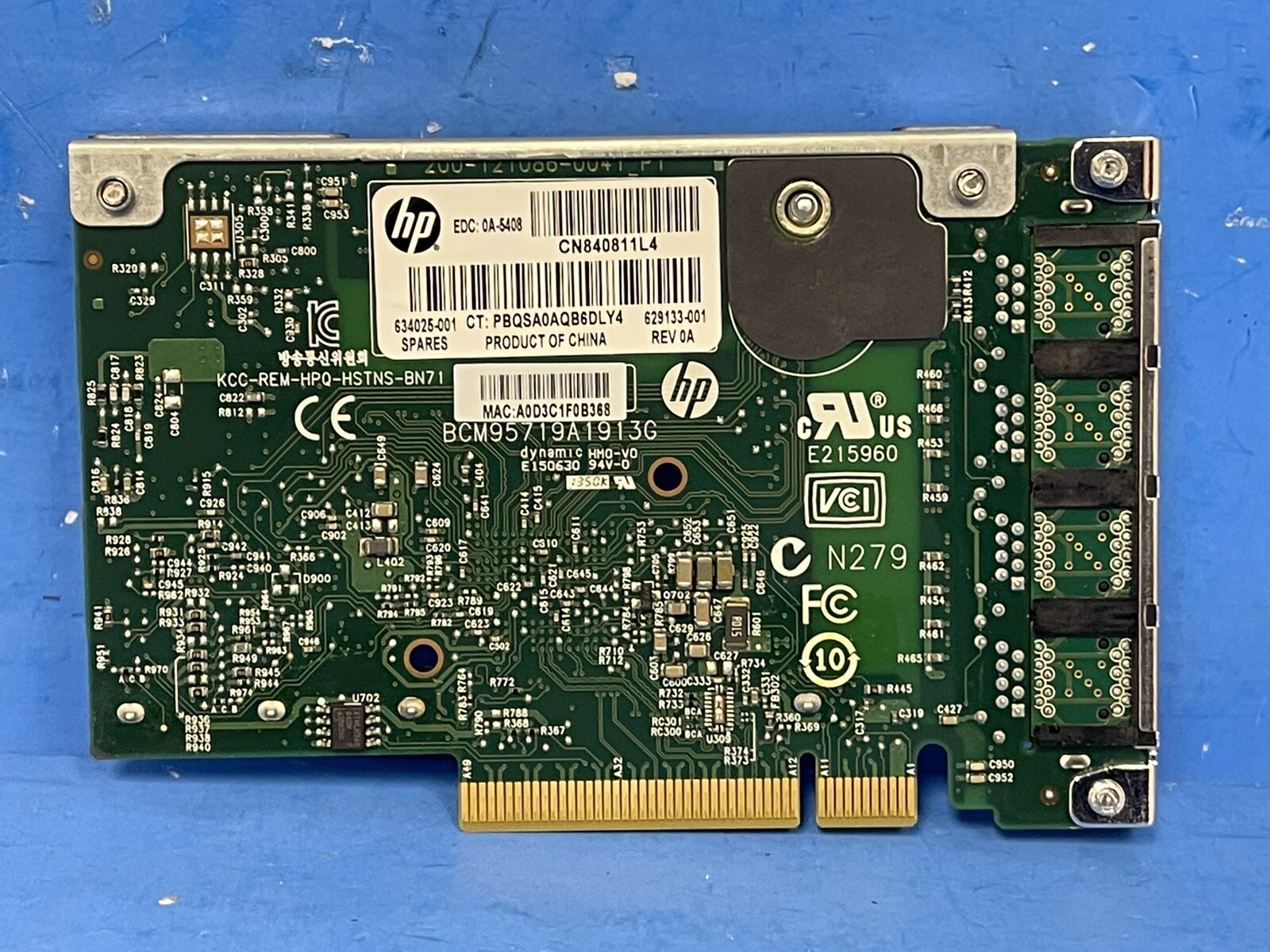 HP 634025-001 4-PORT 331FLR X8 GIGABIT ETHERNET ADAPTER- 629133-001 HP ...